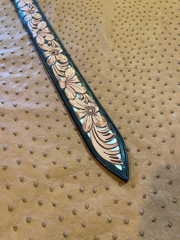 Size 31 Half Floral Belt - Trenton Garrett Custom Leather